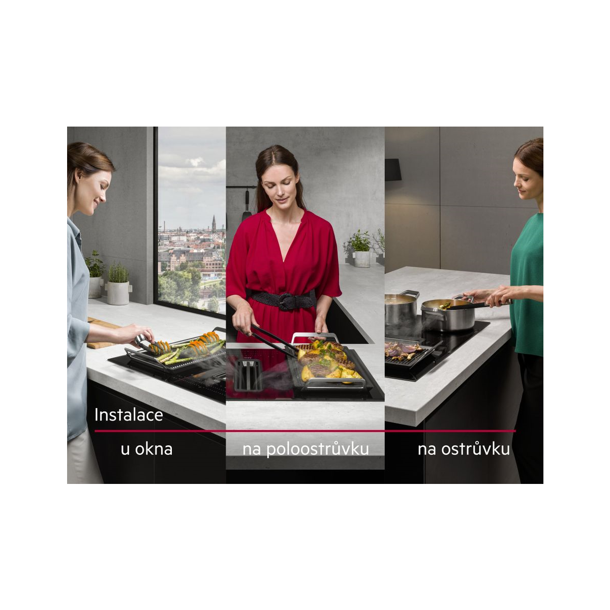 Varná deska indukční 80 cm Bridge s integrovaným odsavačem Kombinace ...